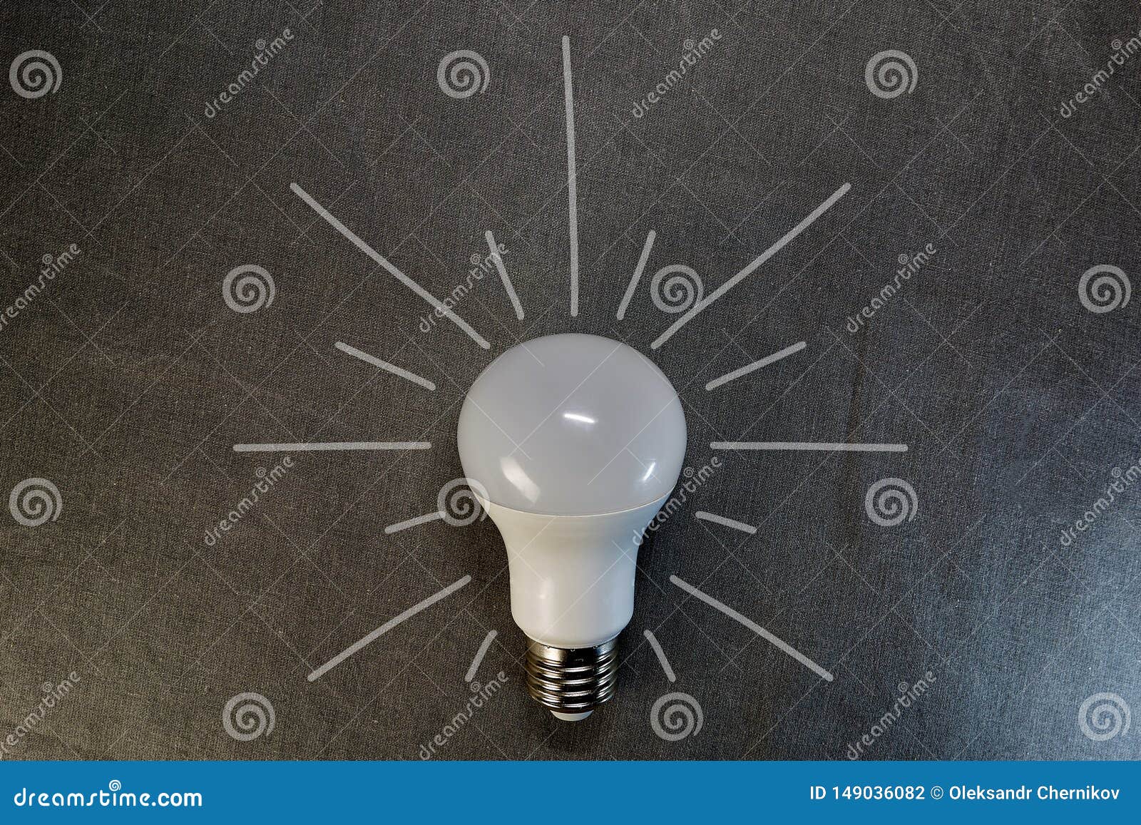 Top View of LED Light Bulb on Gray Background with Copy Space, Flat Lay ...