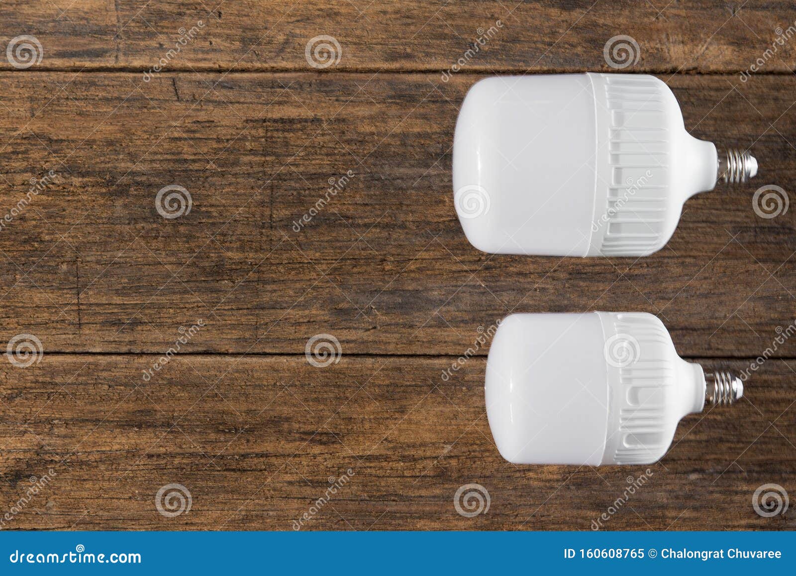 Top View of LED Light Bulb on Wooden Background and Copy Space Stock ...
