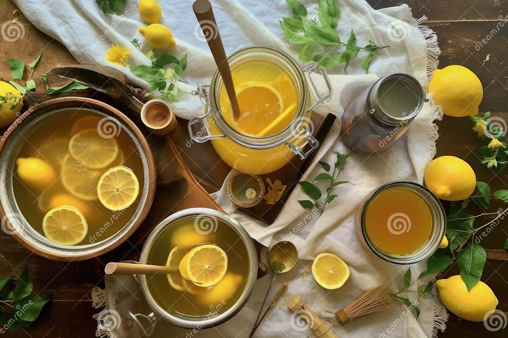 Top View of a Lemonade Making Process on a Table Stock Image - Image of ...