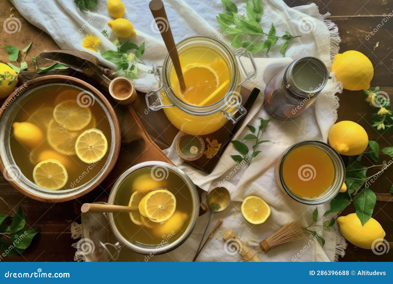 Top View of a Lemonade Making Process on a Table Stock Photo - Image of ...