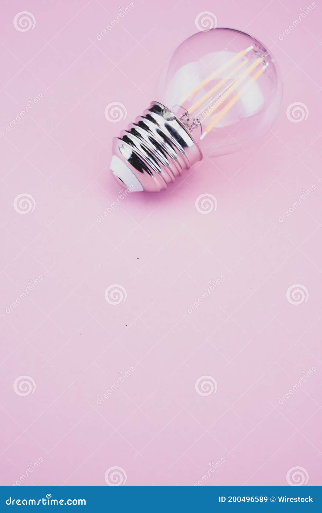 Top View of the Light Bulb on the Pink Surface Stock Image - Image of ...
