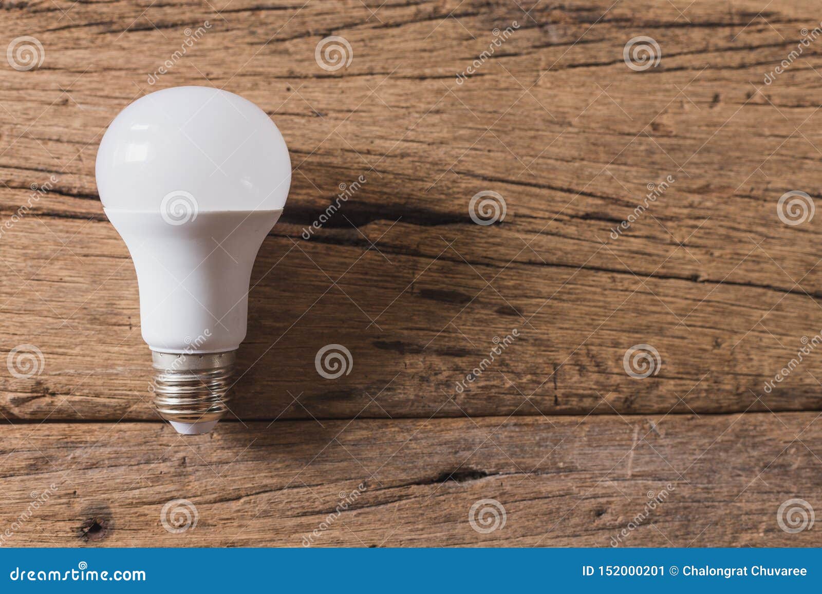 Top View of Light Bulb on Wood Background and Copy Space Stock Image ...