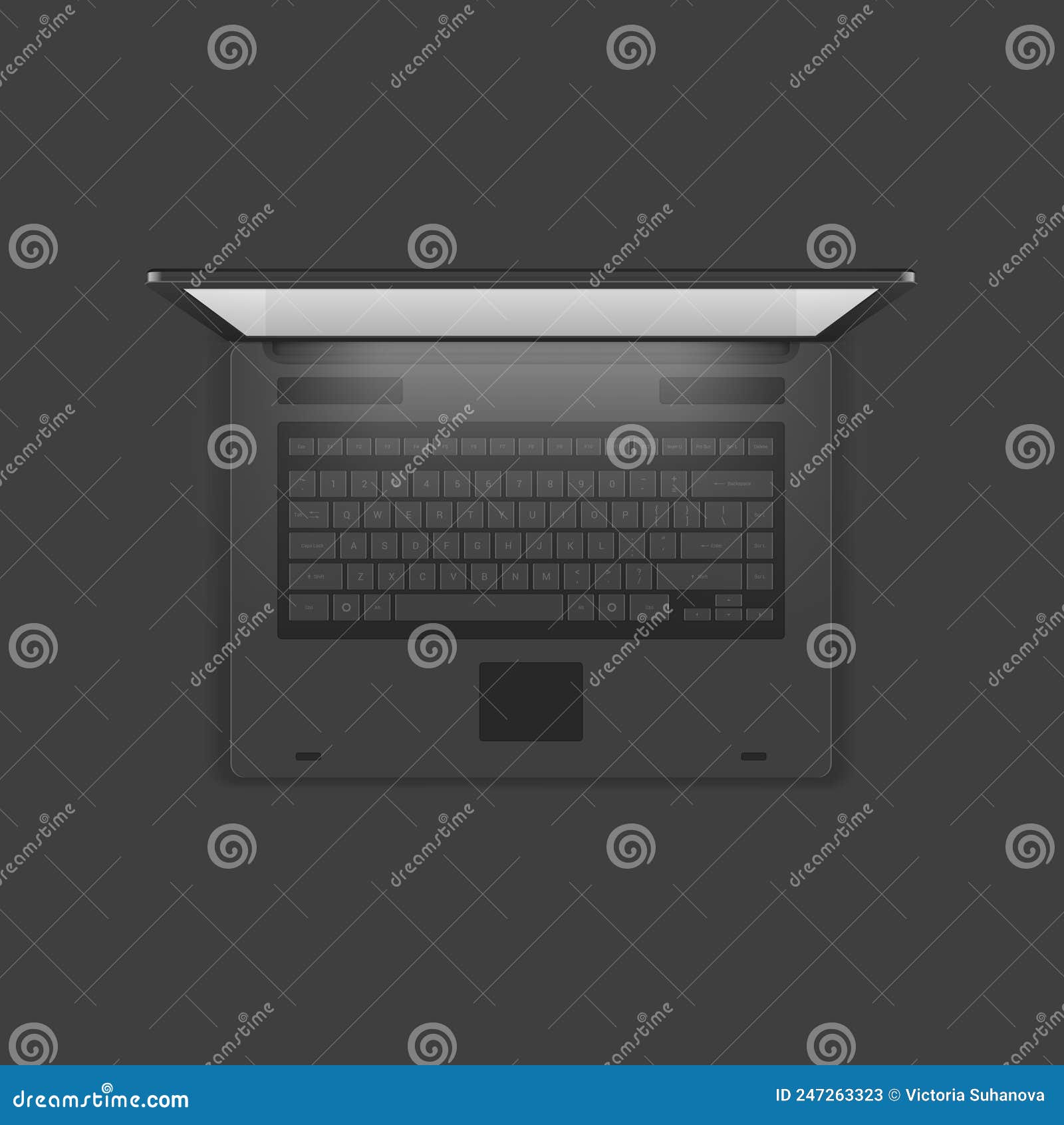 Laptop With Shadow Isolated On White Background. Laptop Design With ...