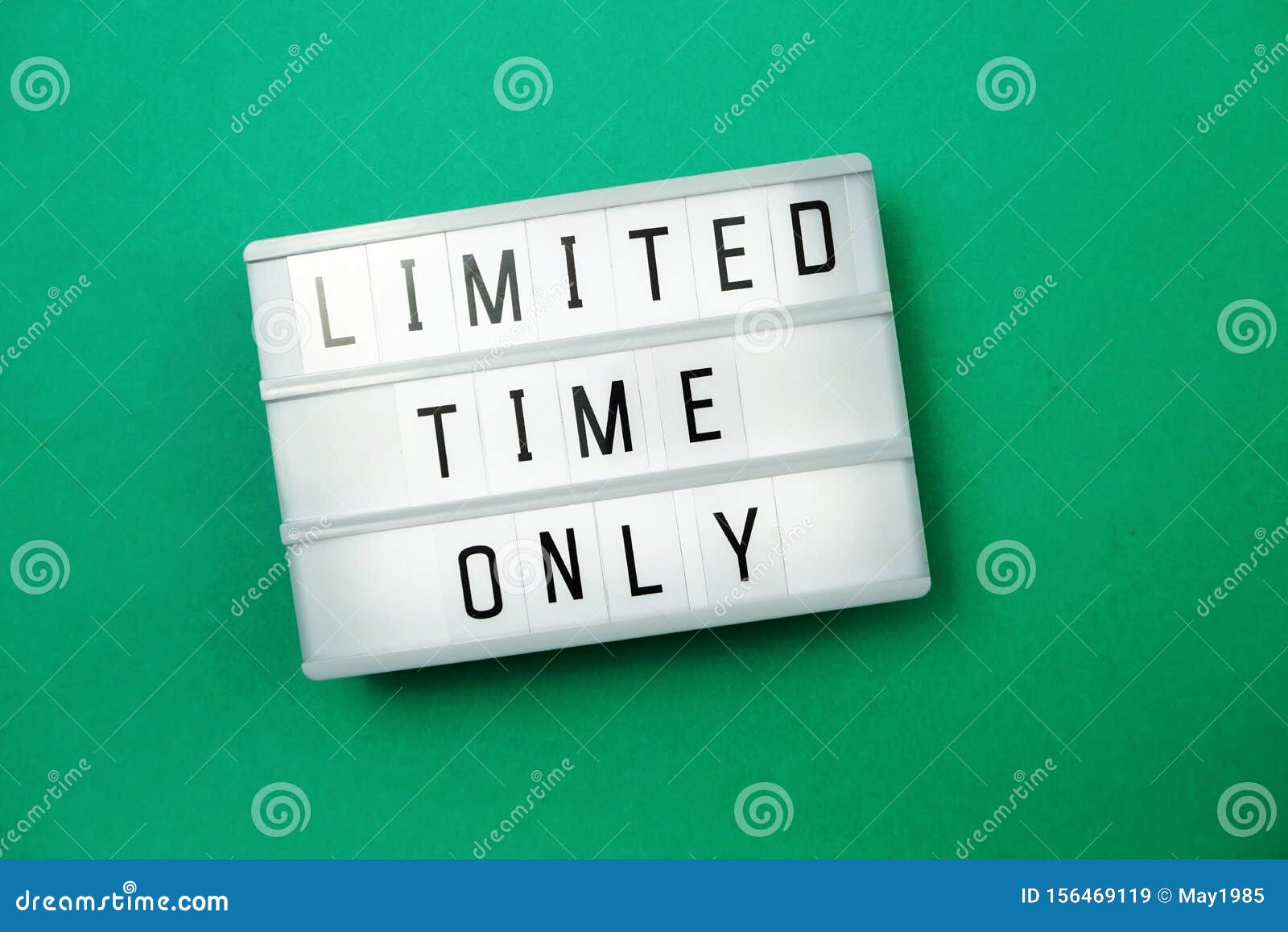 Limited Time only Word on Light Box Flat Lay with Space Copy on Green ...