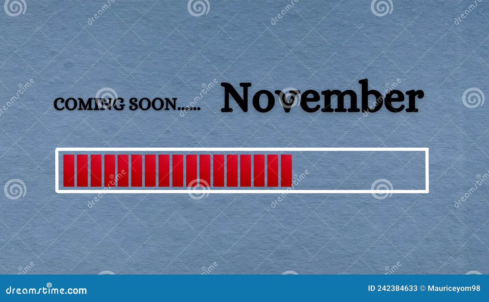 Top View Of Loading Bar With Text - Coming Soon November. Light Blue ...