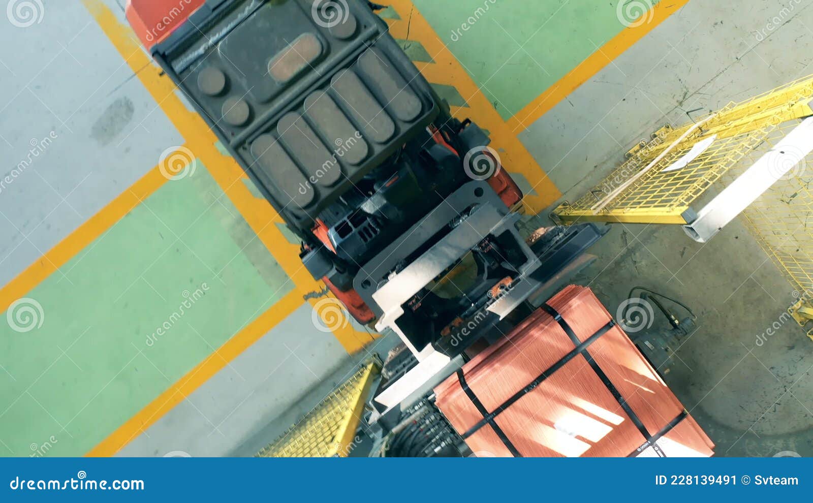 Top View of a Loading Vehicle Transporting Copper Sheets Stock Video ...
