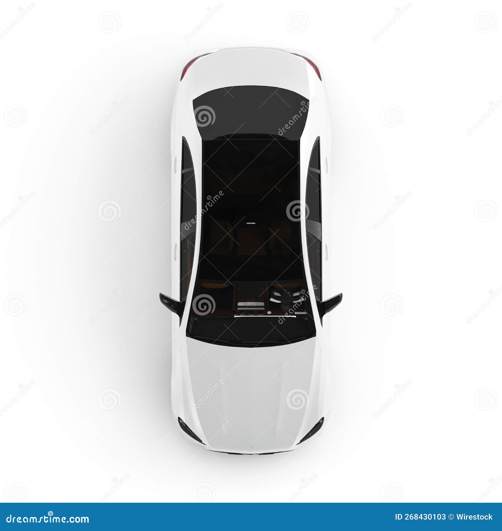Top View of a Luxury Car on White Background, 3D Rendering Stock ...