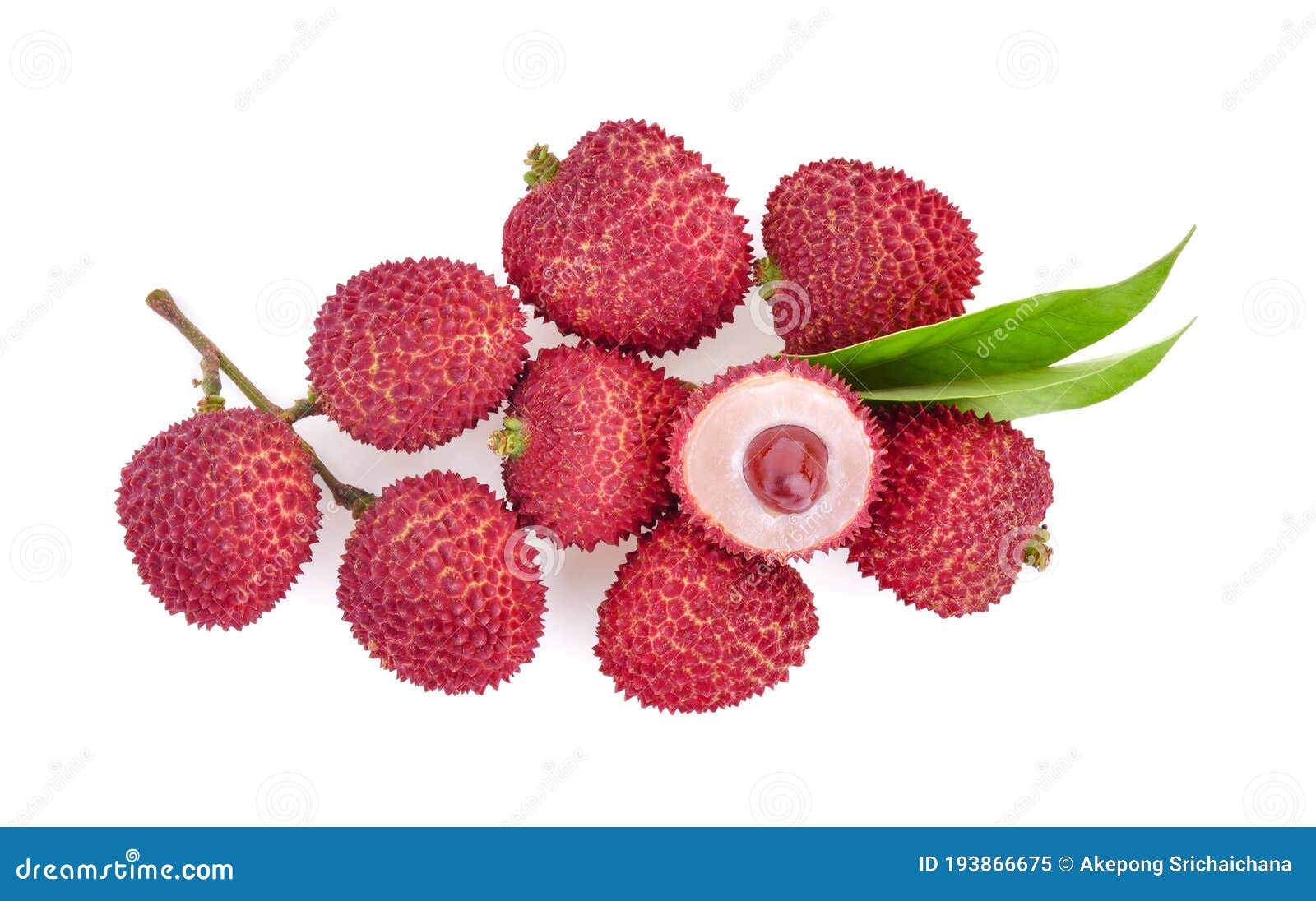 Top View of Lychee Isolated on White Background Stock Image - Image of ...
