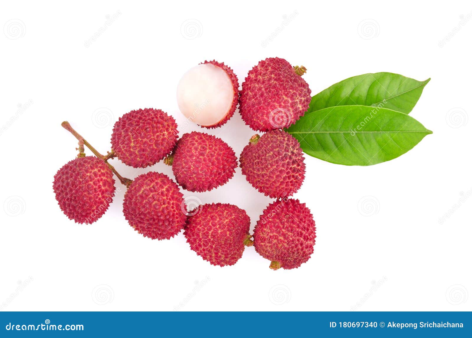 Top View Of Lychee Isolated On White Background Stock Photography ...