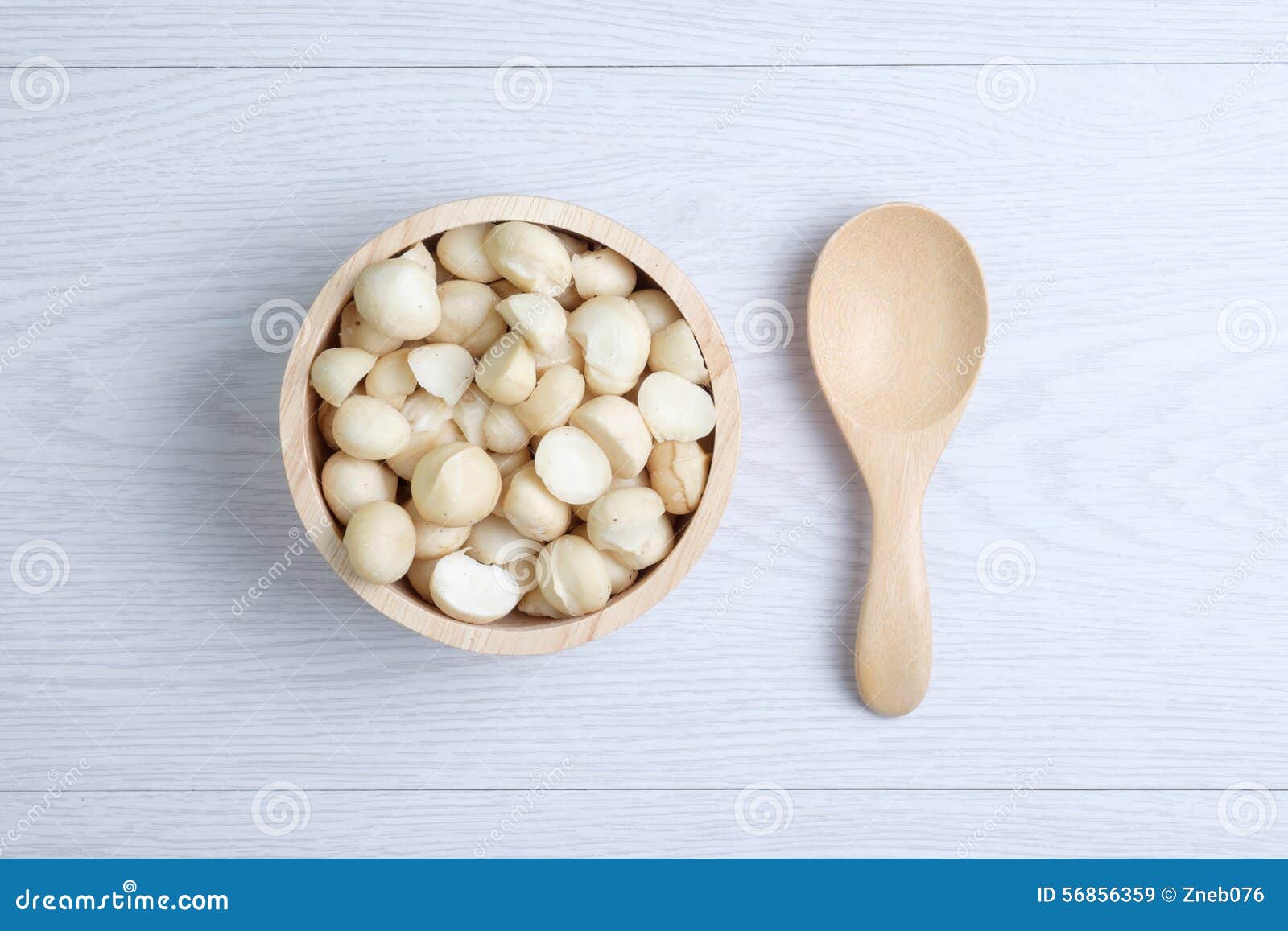 Top View Macadamia Nuts and Shell in Wooden Bowl Stock Image - Image of ...