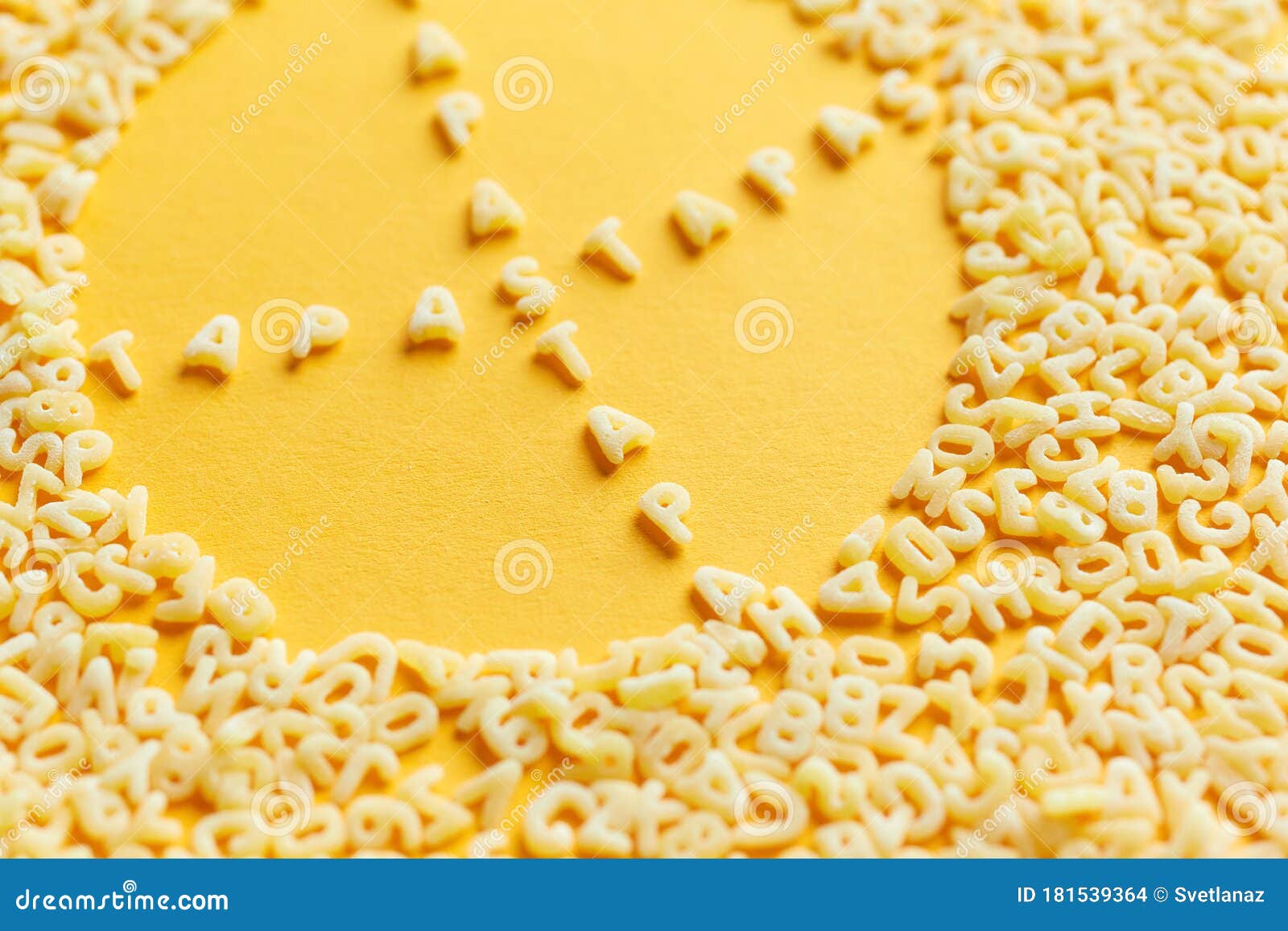 Top View of the Macaroni Alphabet and the Inscription in a Circle, on a ...