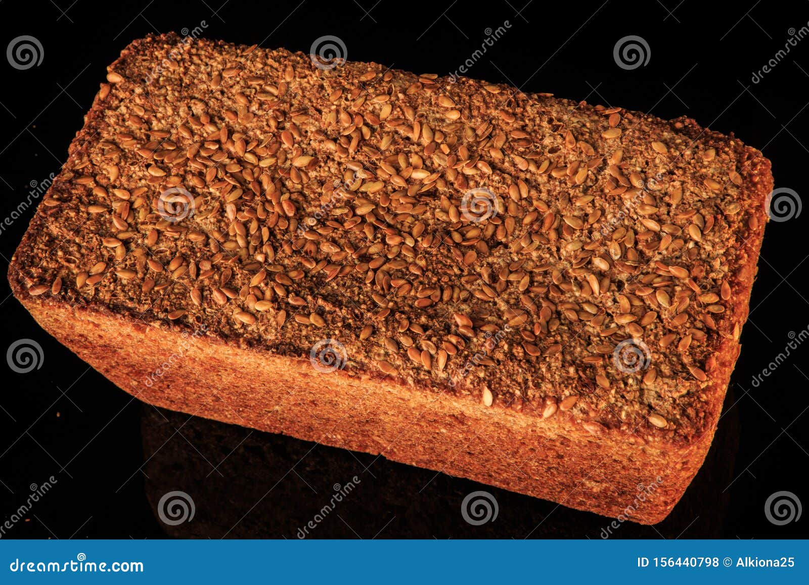 Top View Macro Rectangular Rye Bread with Sesame Seeds Stock Photo ...