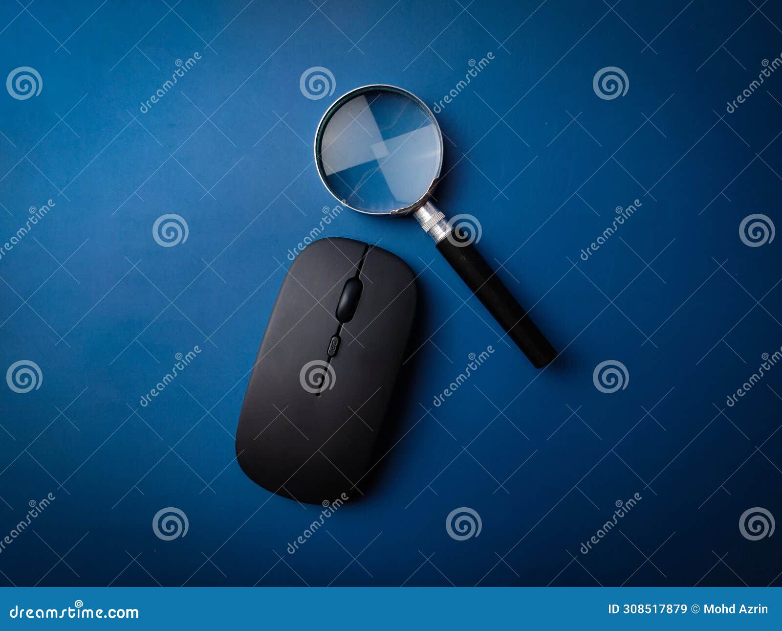 Top View Magnifying Glass And Wireless Mouse Royalty-Free Stock Photo ...