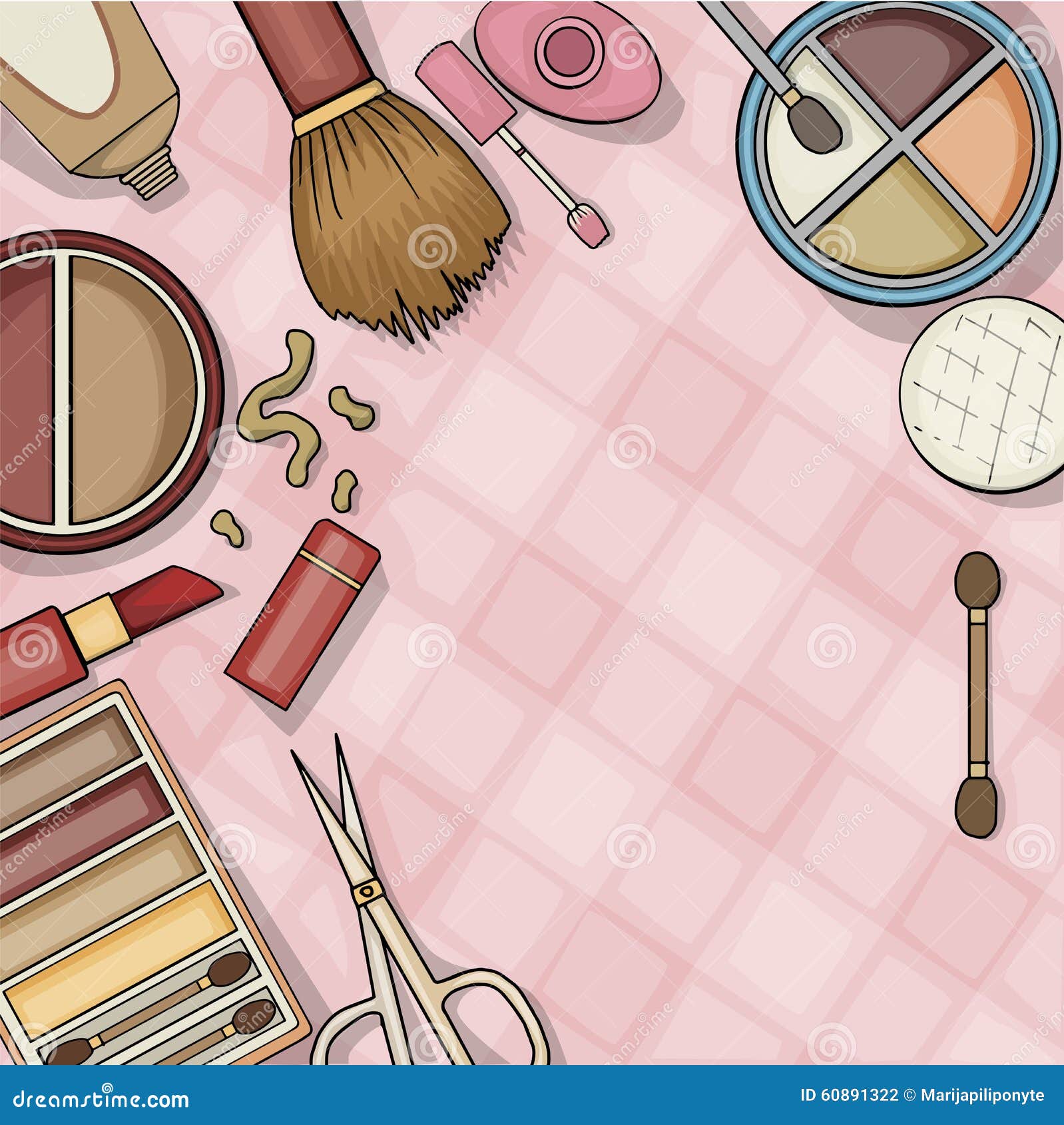 Top view of make up table stock vector. Illustration of fabric - 60891322