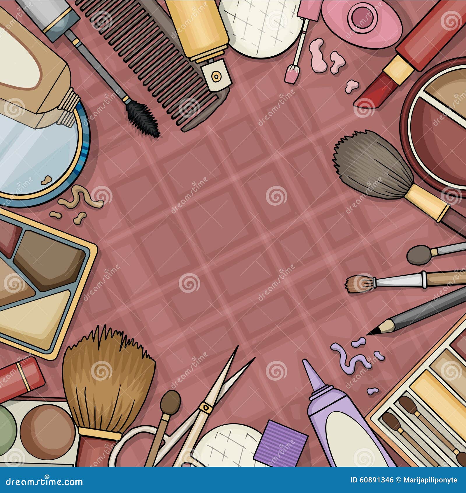 Top view of make up table stock vector. Illustration of element - 60891346