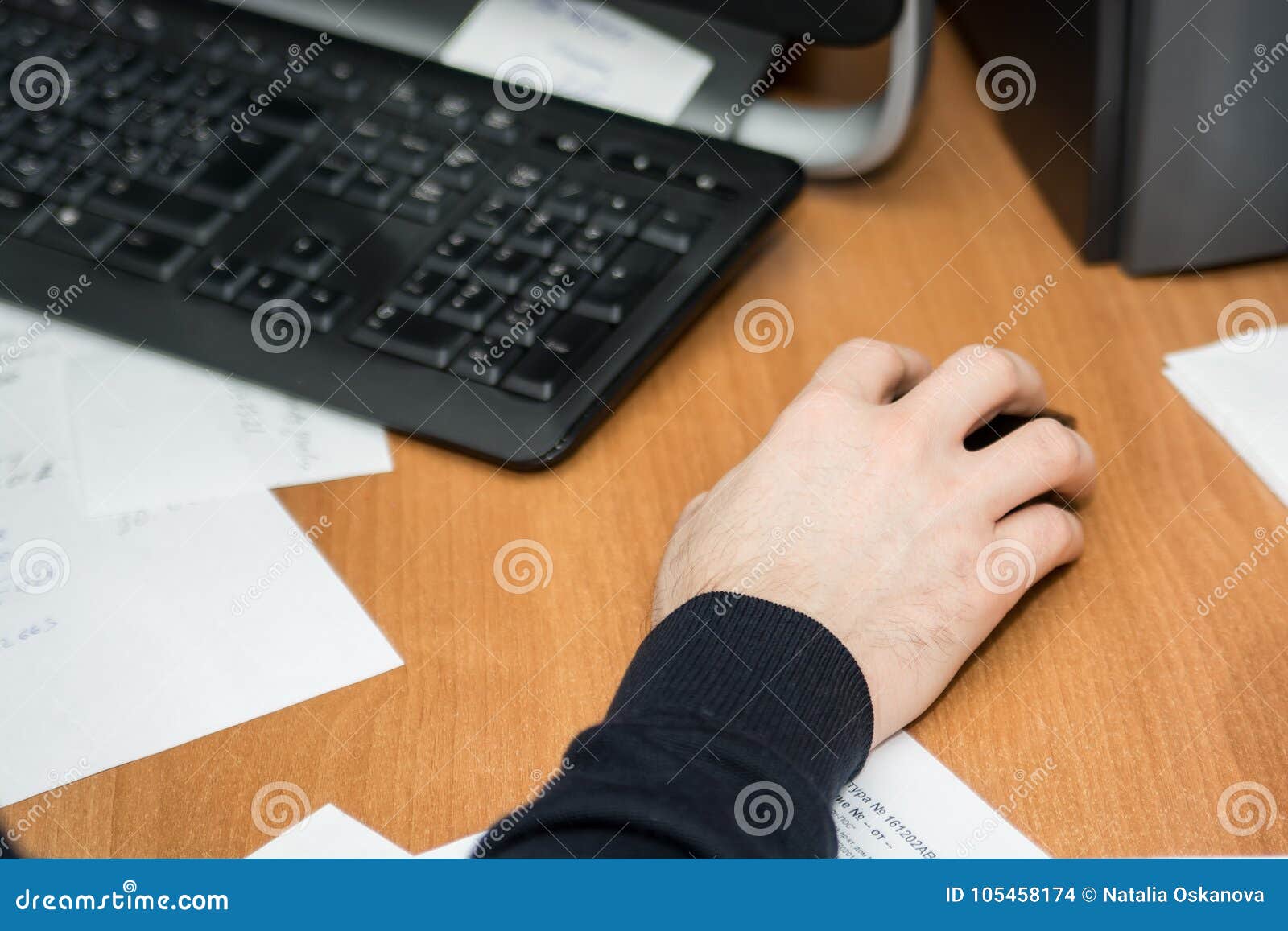 Top View of Male Hands Working on Computer Stock Photo - Image of ...