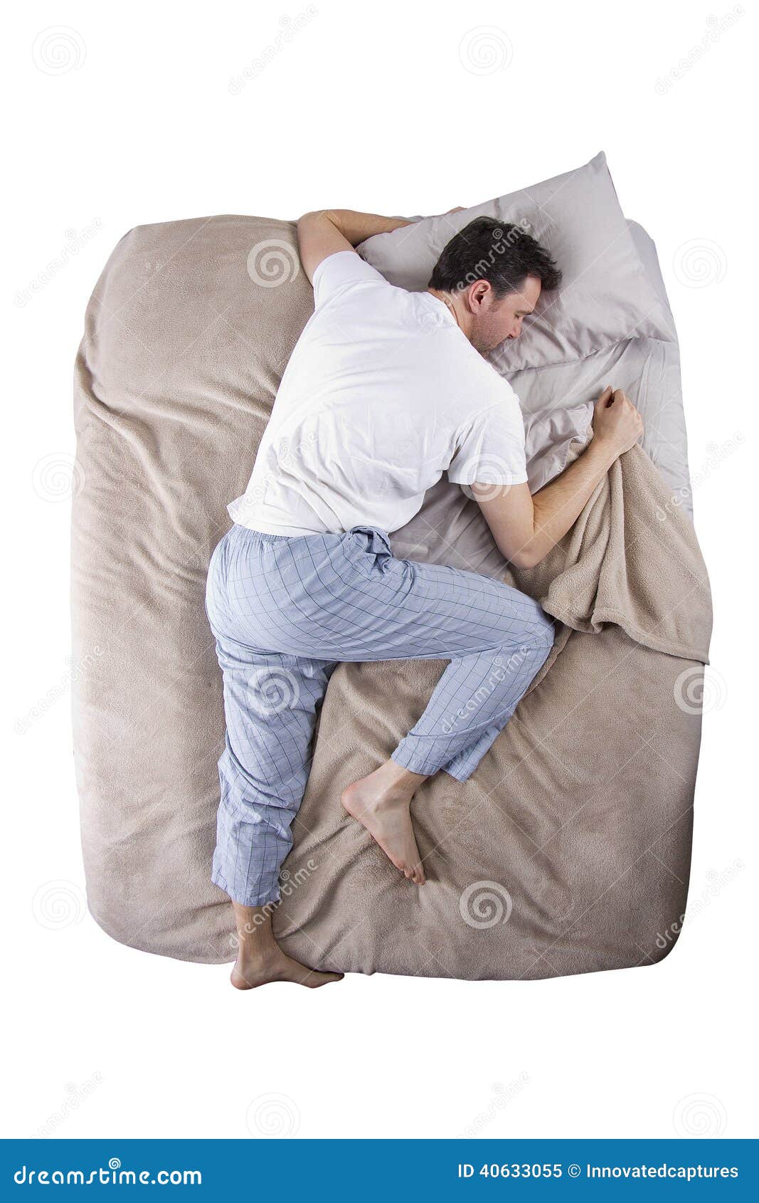 Top View of Man on Bed stock image. Image of isometric - 40633055
