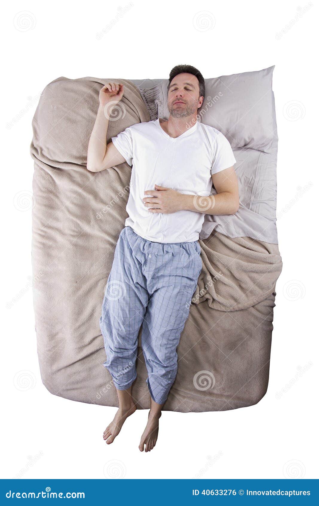 Top View of Man on Bed stock photo. Image of background - 40633276