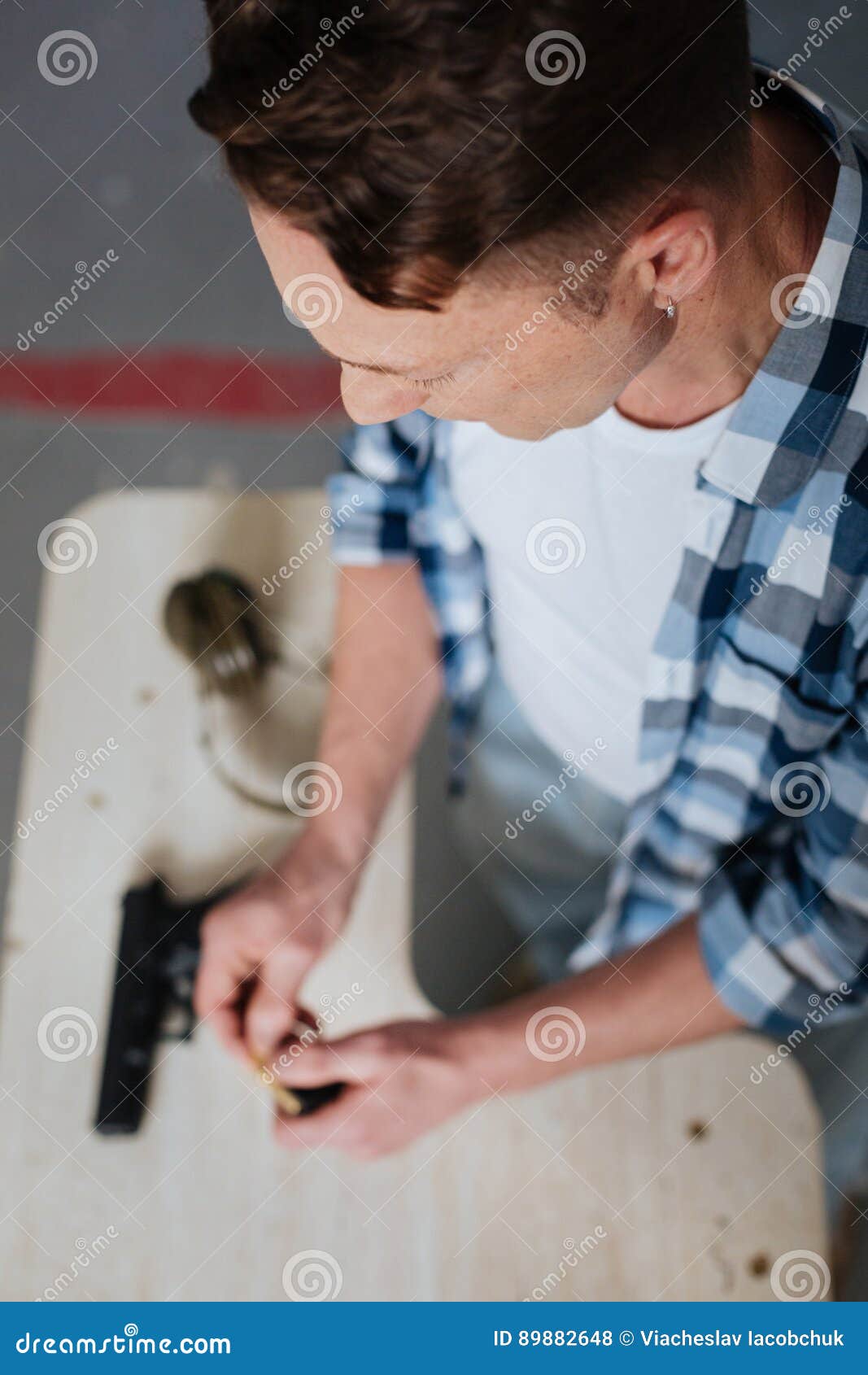 Top View of a Man Reloading His Handgun Stock Photo - Image of ...