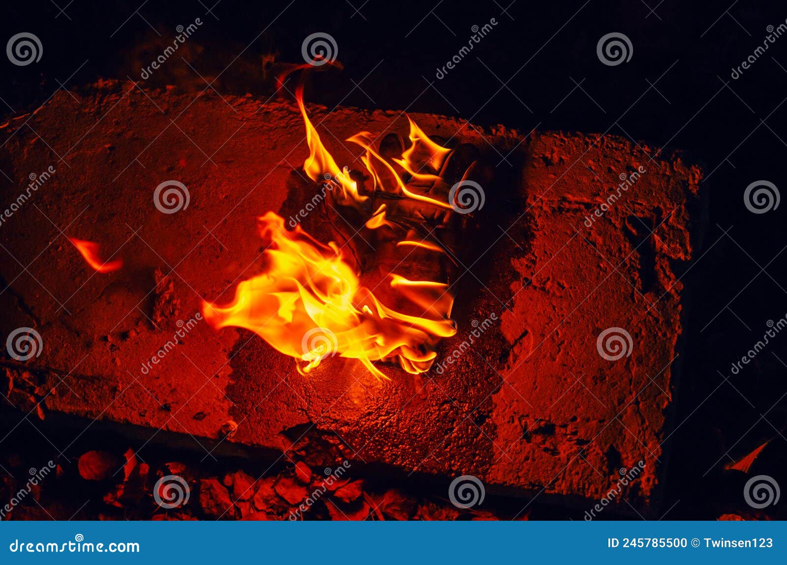 Top View of a Man Gauntlet Engulfed in Flames. Bright Fire Stock Photo ...