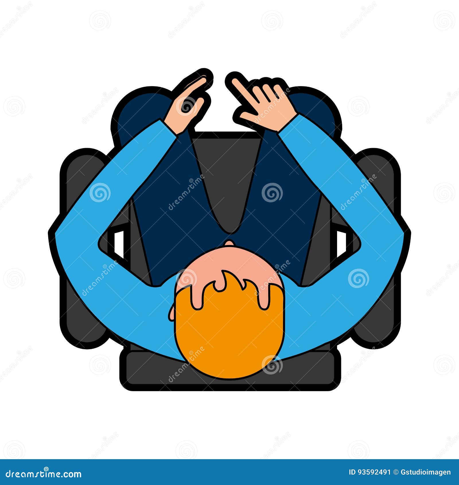 Top View Man Sitting Cartoon Stock Vector - Illustration of people ...