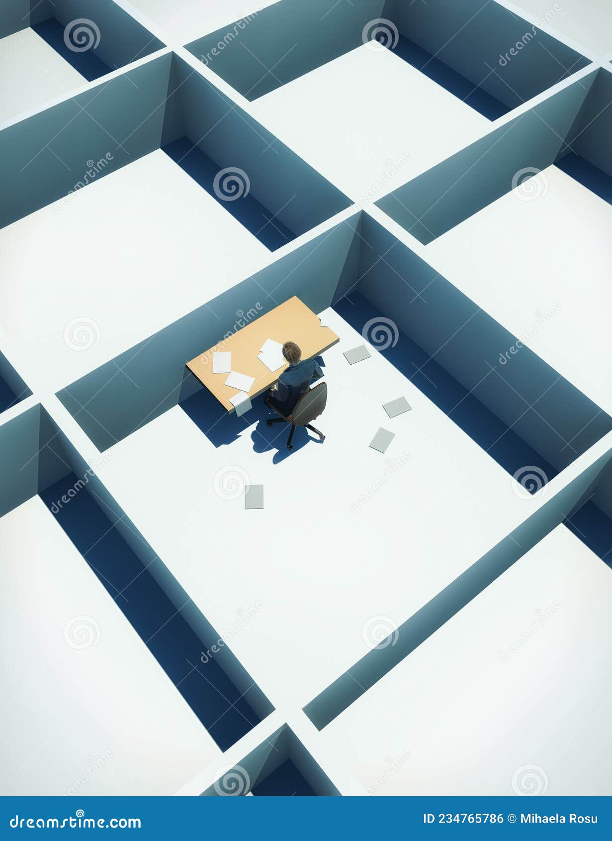 Top View of a Man Working at Desktop Stock Illustration - Illustration ...