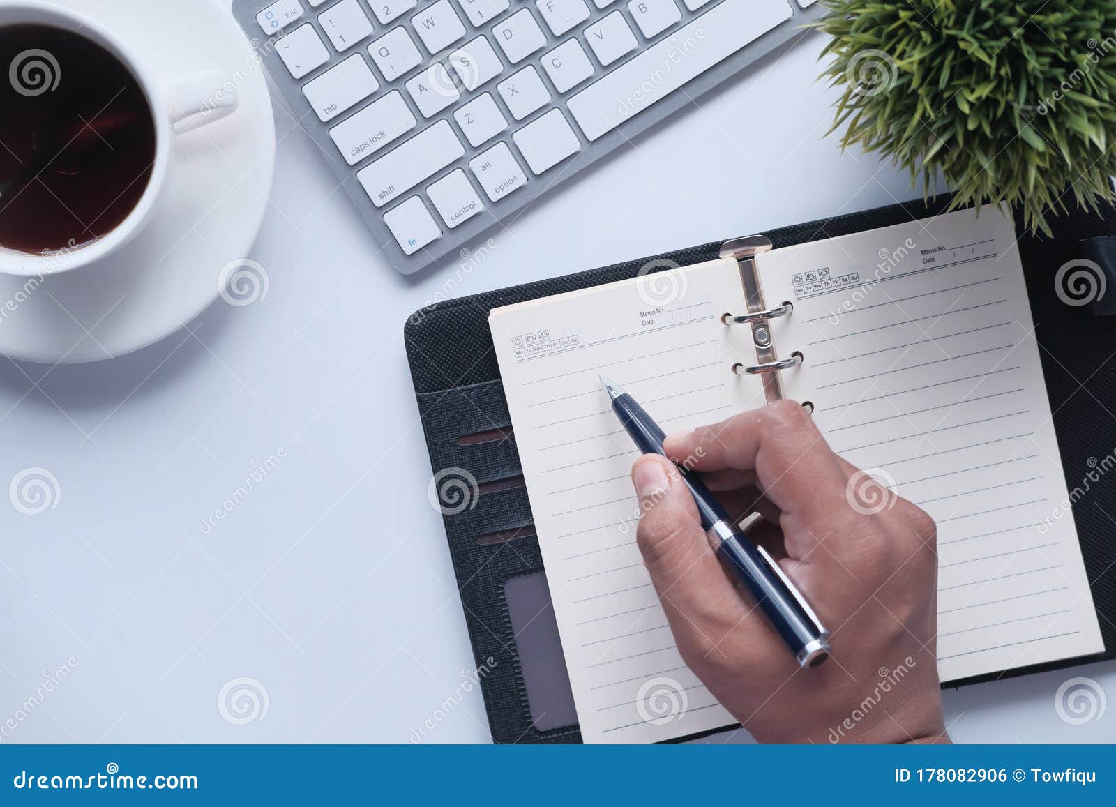 Top View of Man Writing on Notepad Stock Photo - Image of hand, office ...