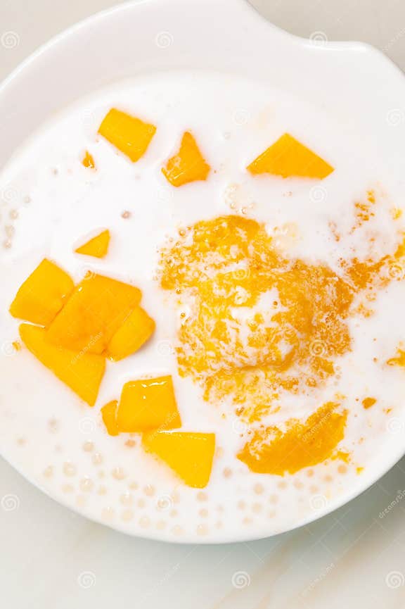 Mango Pomelo Sago with Ice Cream at Vertical Composition Stock Photo ...