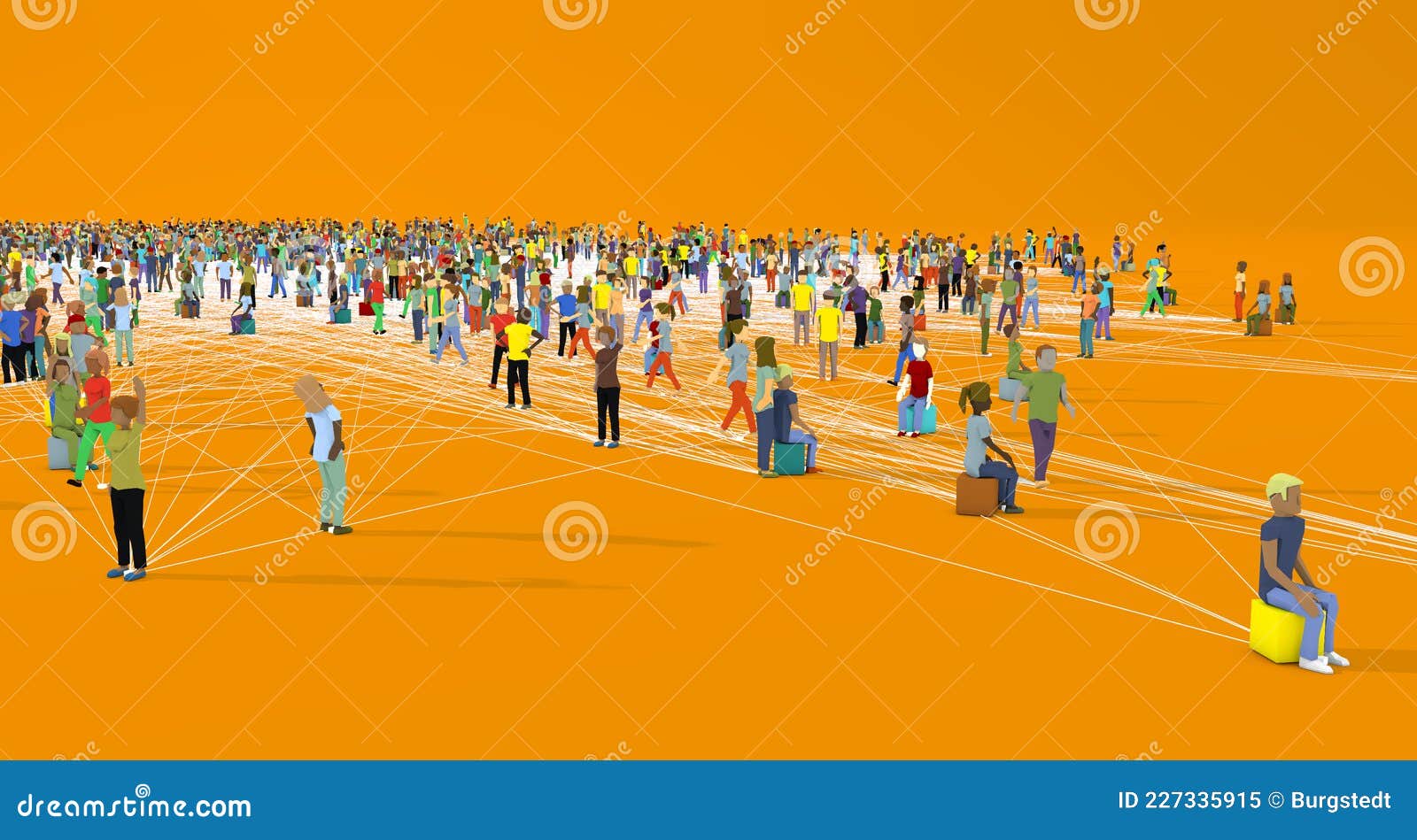 Top View of Many Different Connected People Stock Illustration ...