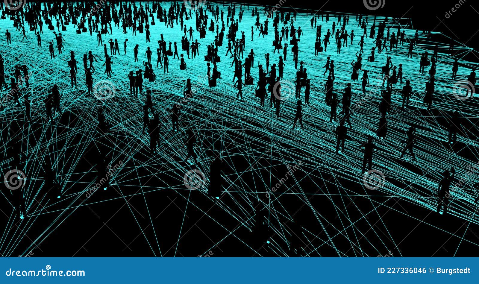 Top View of Many Different Connected Persons Represented As Silhouettes ...