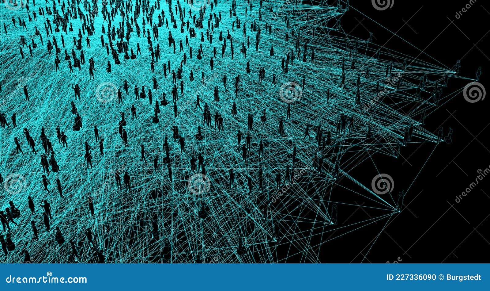 Top View of Many Different Connected Persons Represented As Silhouettes ...