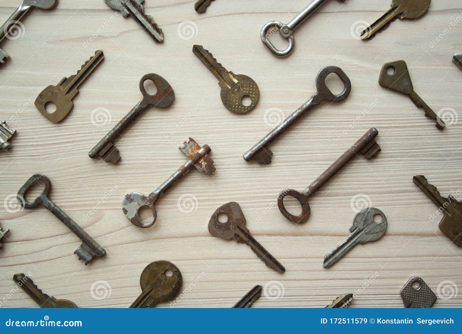 Top View of Many Old Rusty Key Stock Image - Image of weathered, view ...