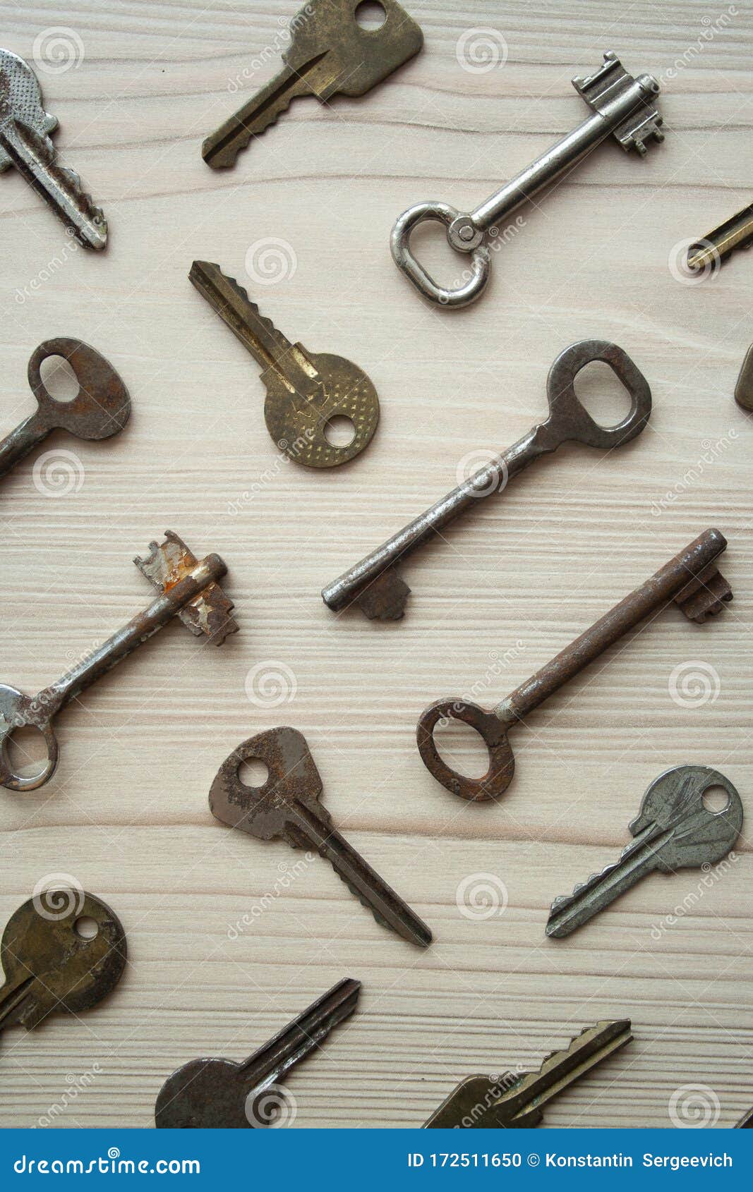Top View of Many Old Rusty Key Stock Photo - Image of weathered ...