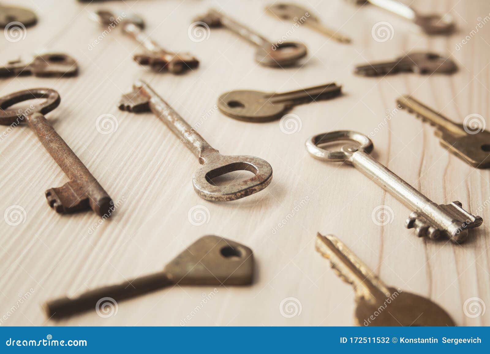 Top View of Many Old Rusty Key Stock Photo - Image of private, flat ...