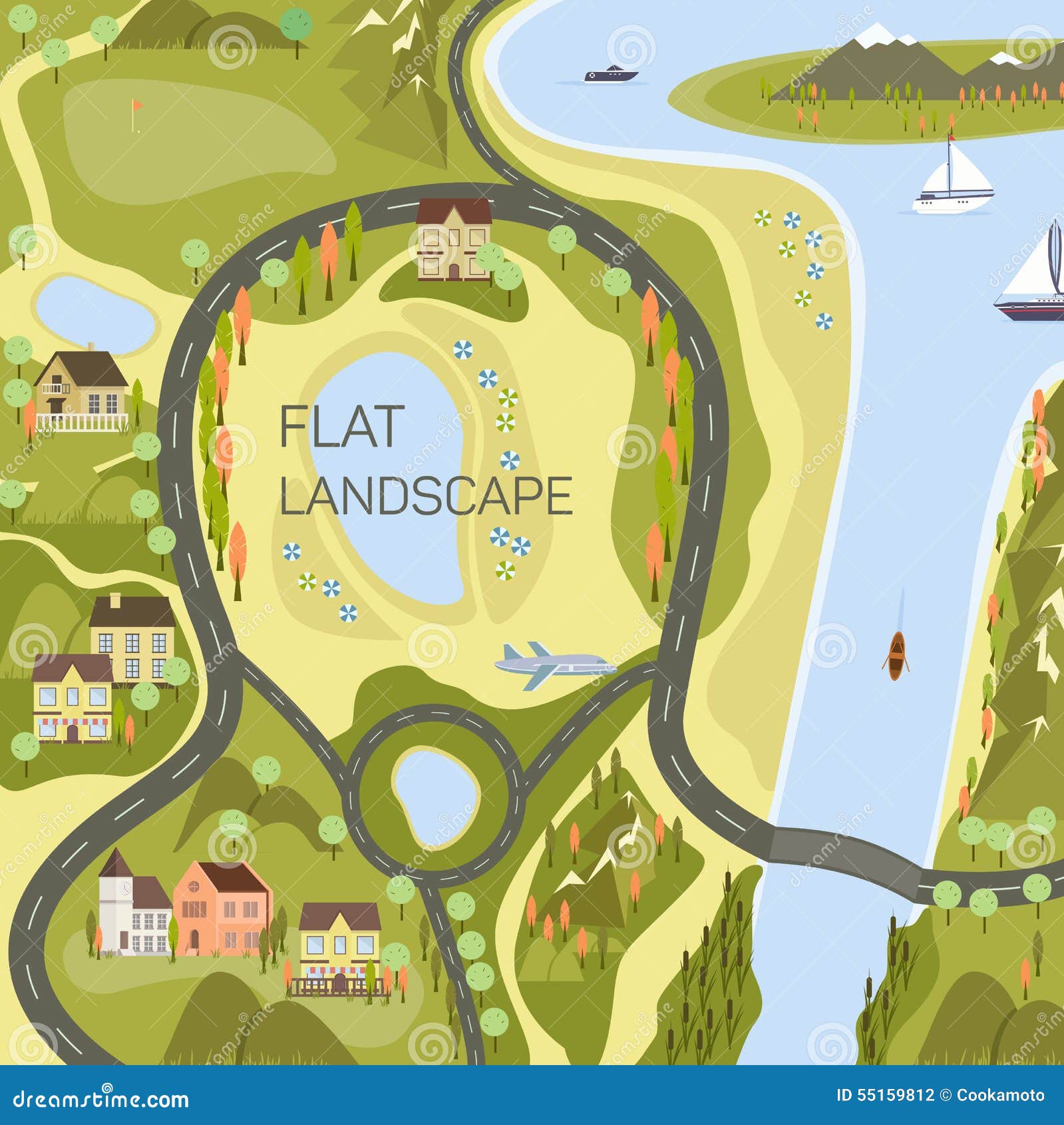 Top view of the map stock vector. Illustration of landscape - 55159812