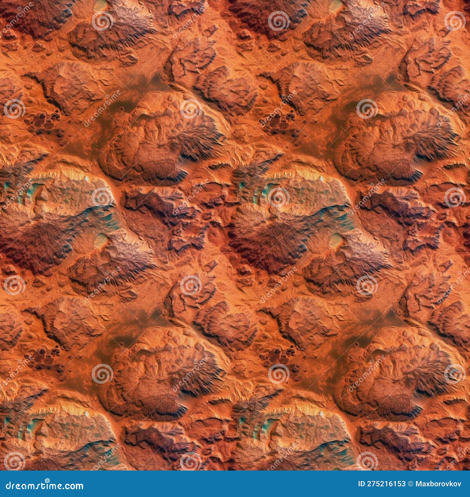 Top View Mars Planet Surface With Craters. AI Generative Illustration ...