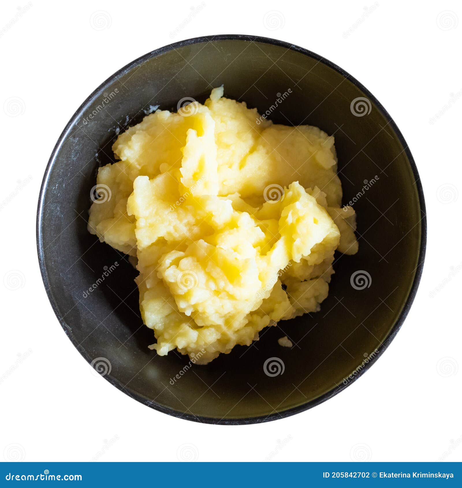 Top View of Mashed Potatoes on Black Bowl Cut Out Stock Photo - Image ...