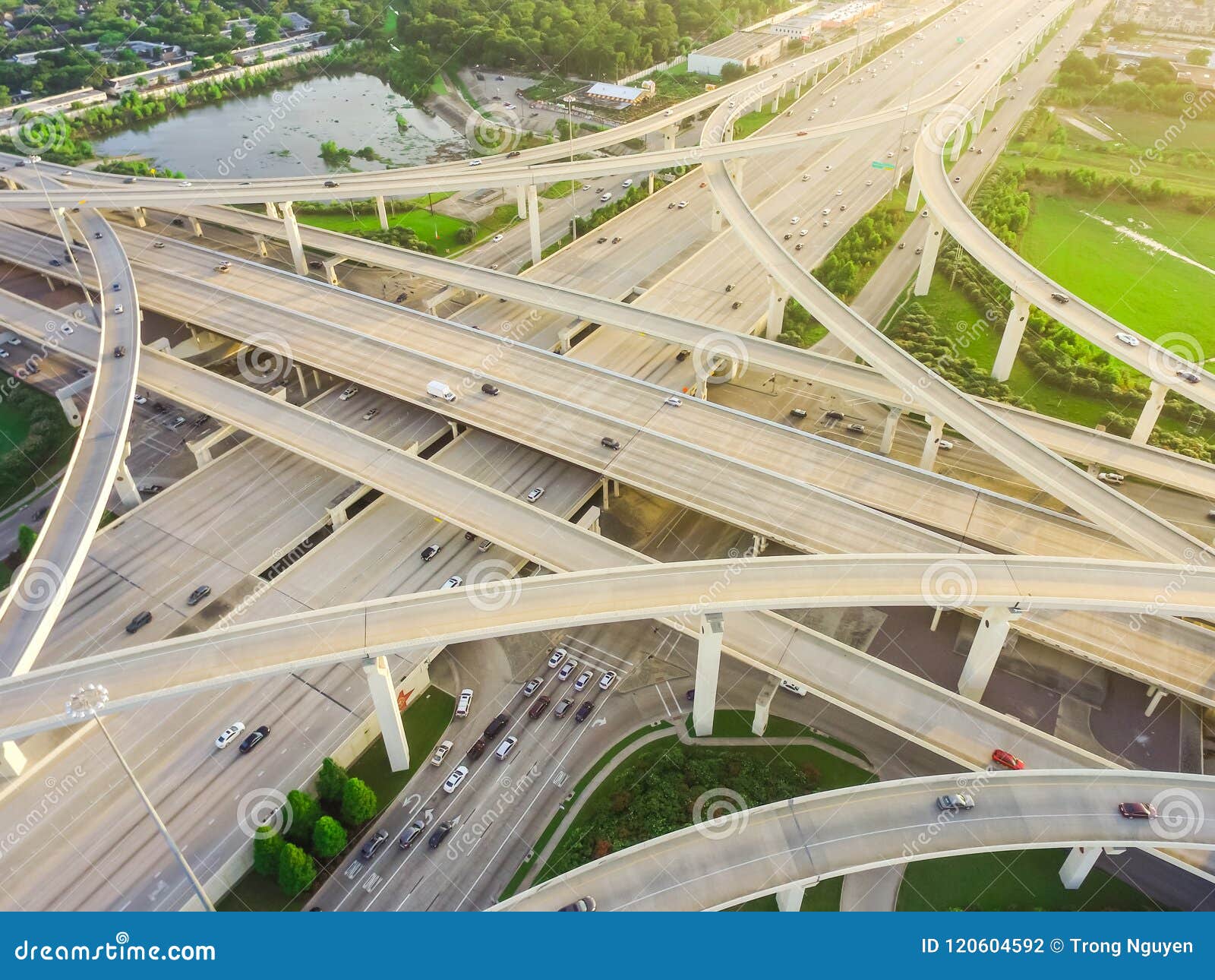 Top View Massive Highway Intersection, Stack Interchange Stock Photo ...