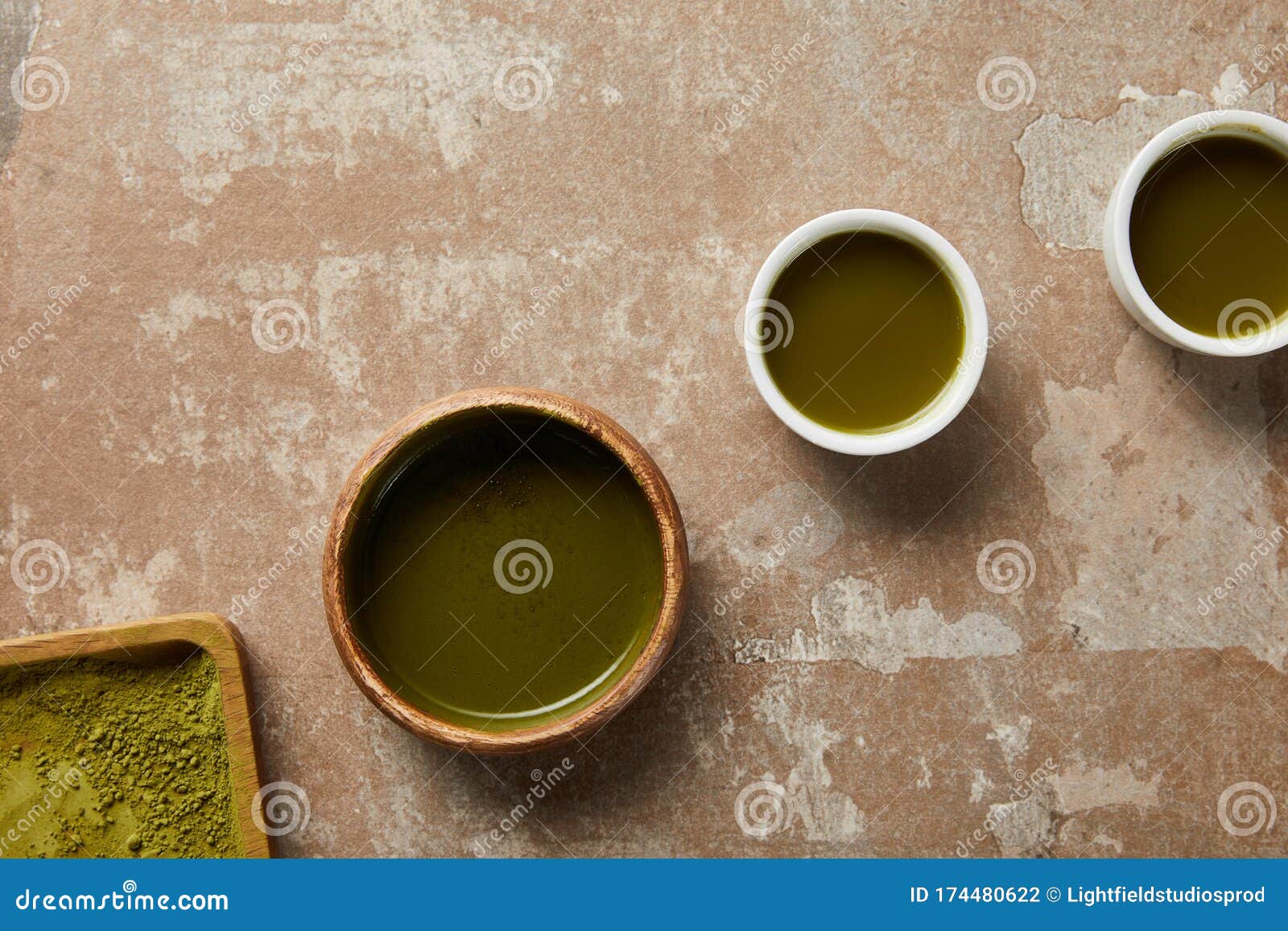 Top View of Matcha Powder, Bowl Stock Photo - Image of cracks, aromatic ...