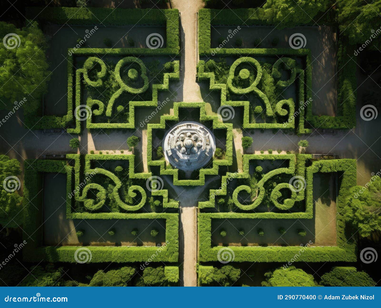 A Top View of a Maze with a Circular Structure Stock Illustration ...