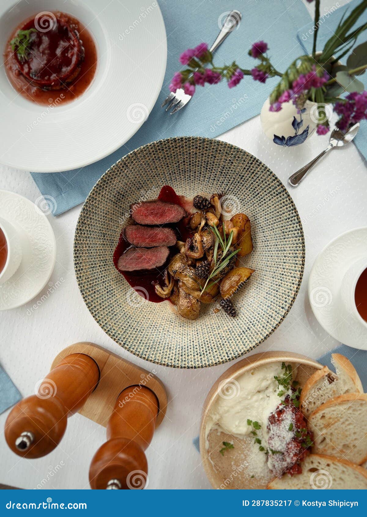 Top View of Meat Dishes in a Restaurant Stock Image - Image of ...