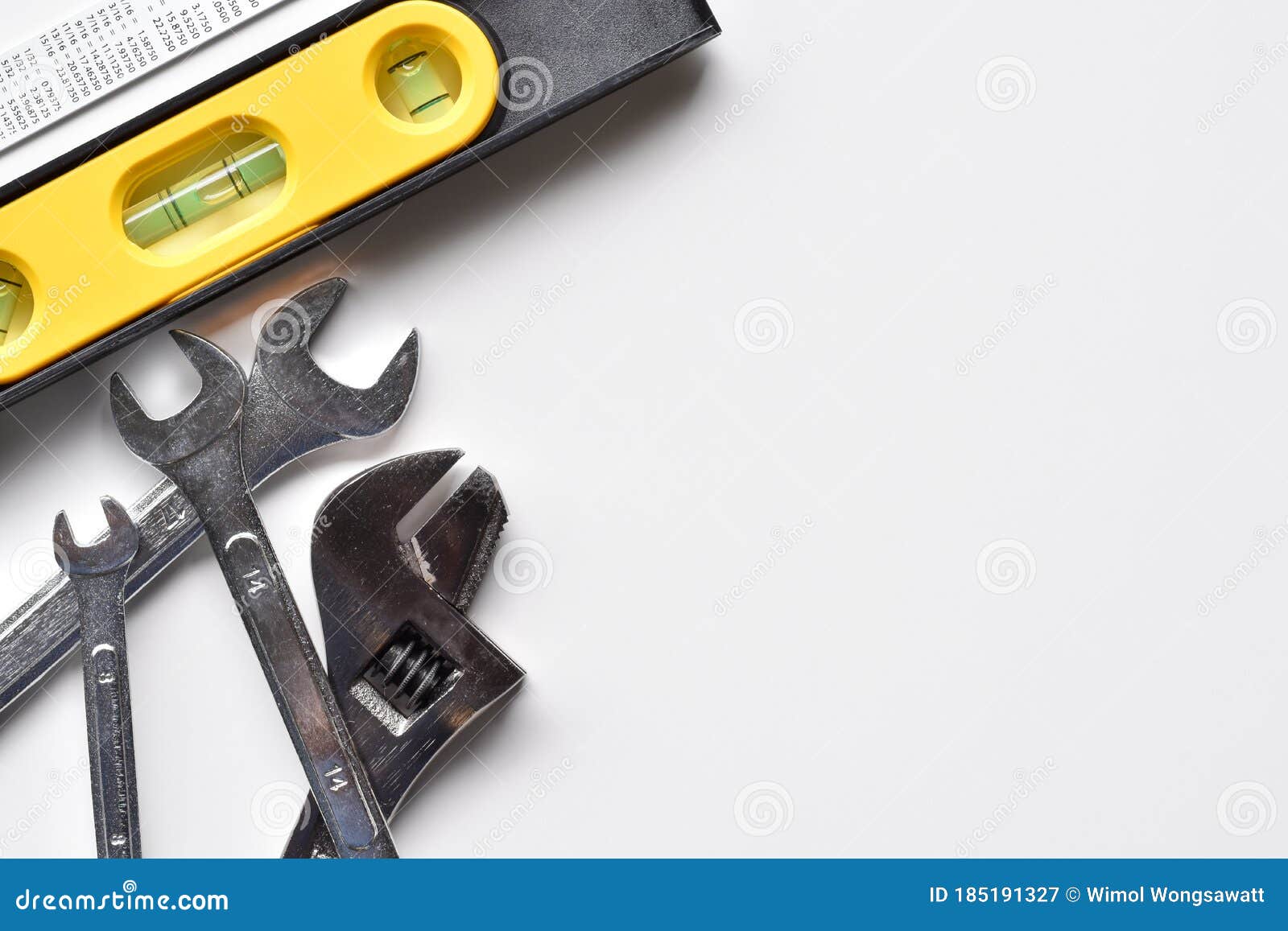 Top View Mechanic Tool on White Background with Copy Space. Stock Image ...