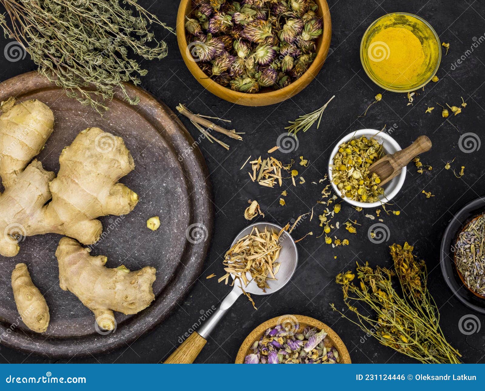 Top View Medicinal Herbs Spices. High Quality Photo Stock Photo - Image ...