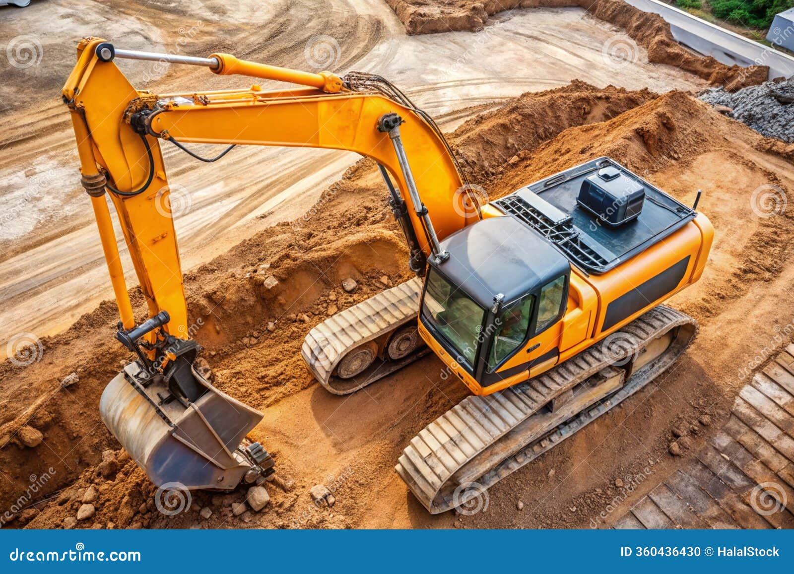 Top View of Medium-Sized Excavator Stock Illustration - Illustration of ...