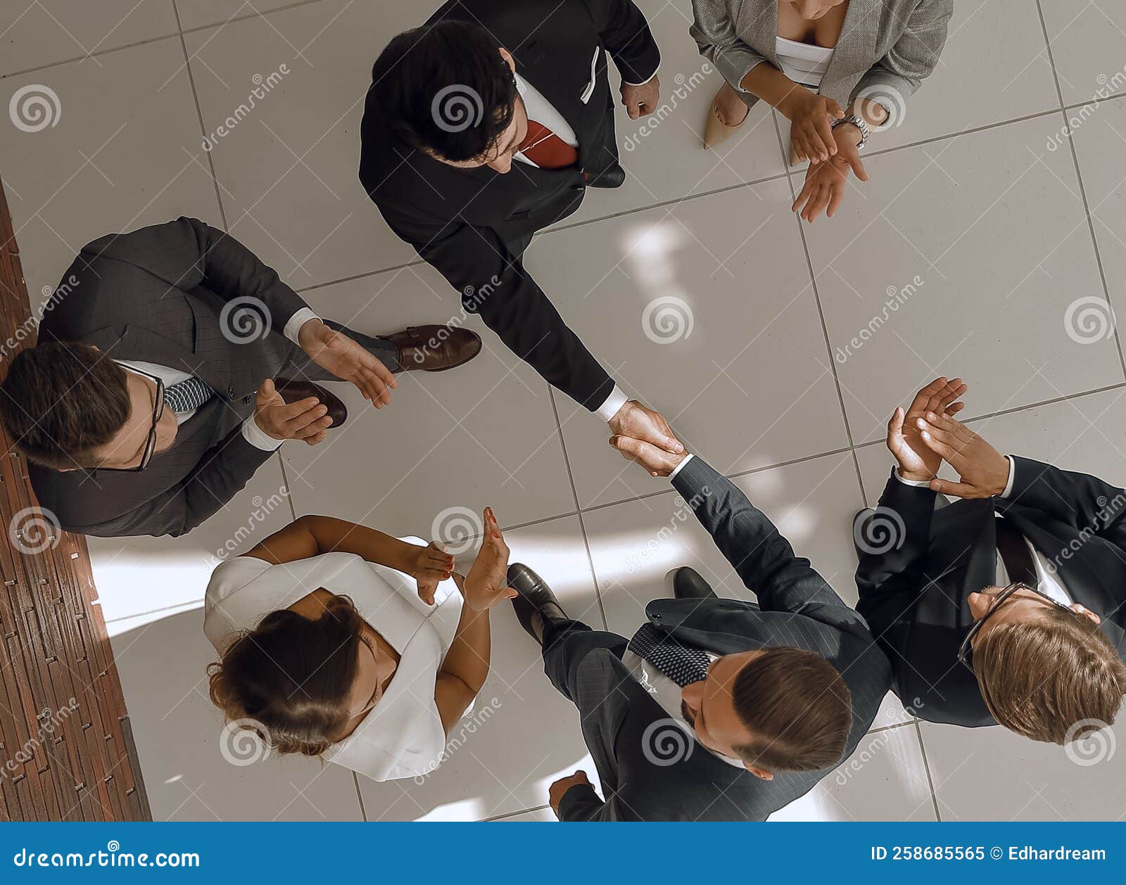 Top View.meeting Business Partners and Handshake Stock Image - Image of ...