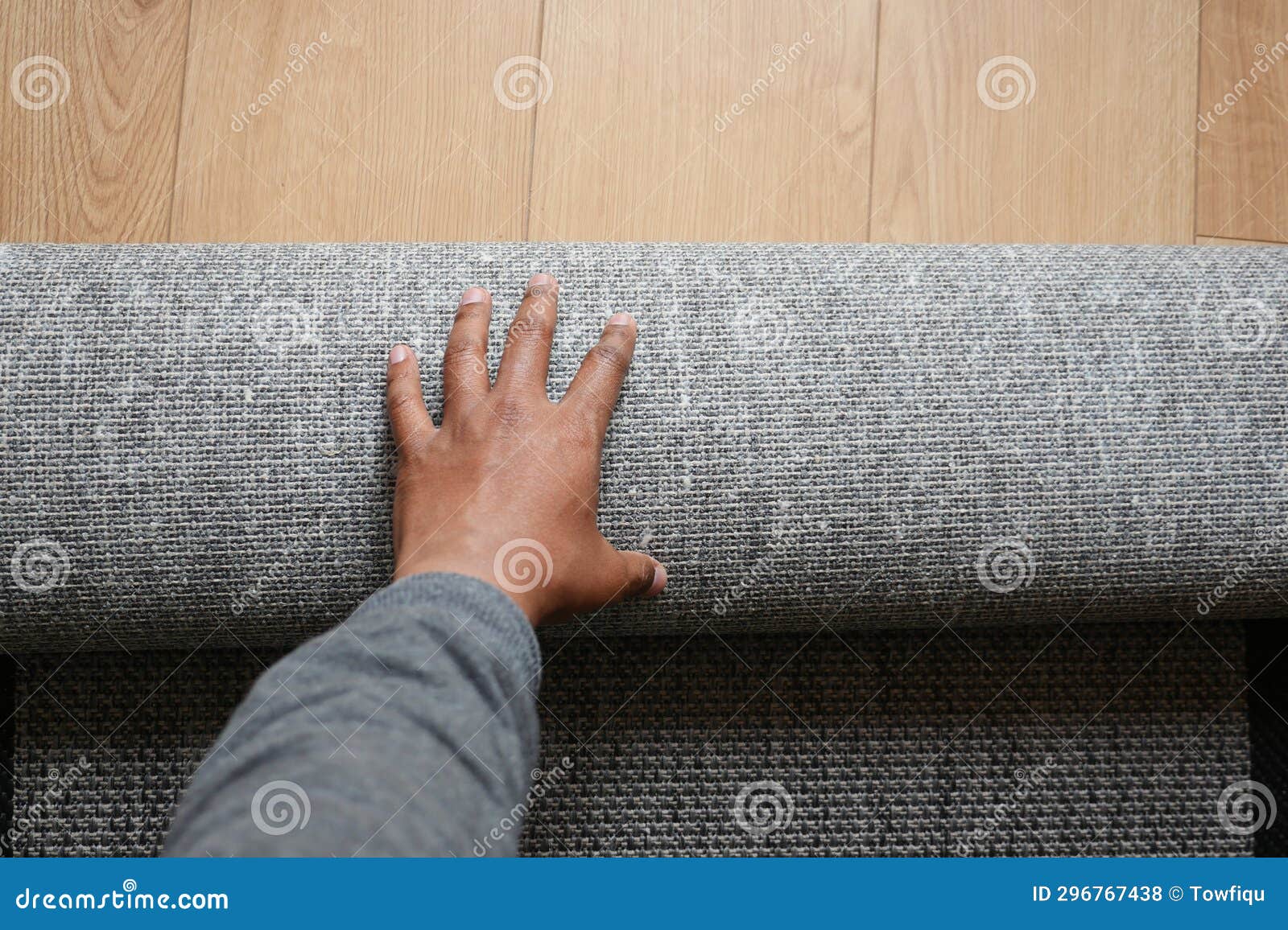 Top View of Men Rolling Out New Rug. Stock Photo - Image of soft ...