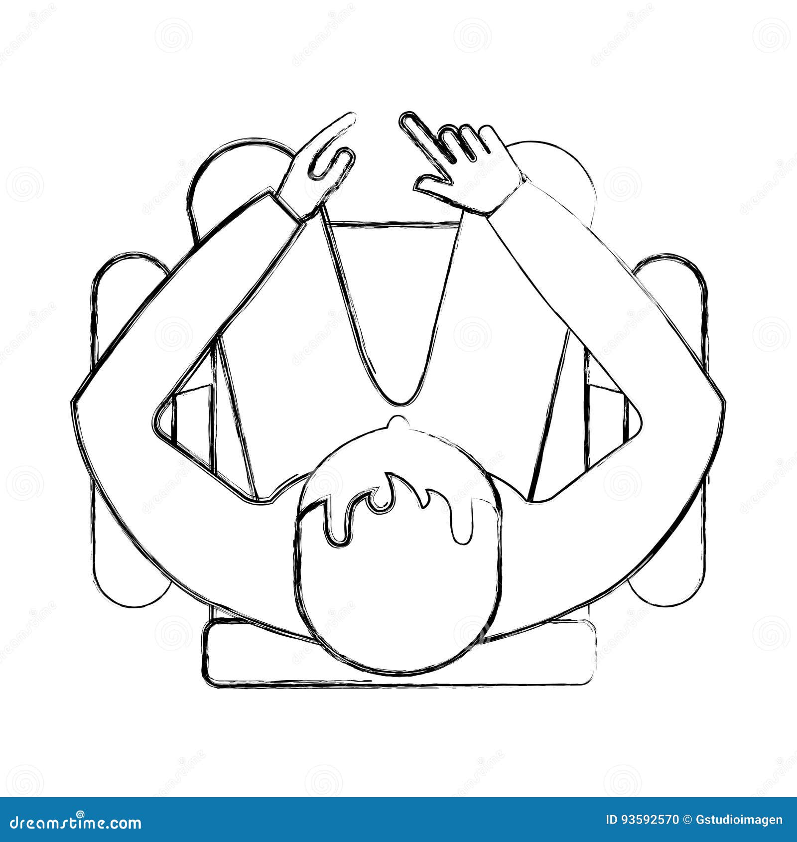 Top View Men Sitting Cartoon Stock Vector - Illustration of black ...