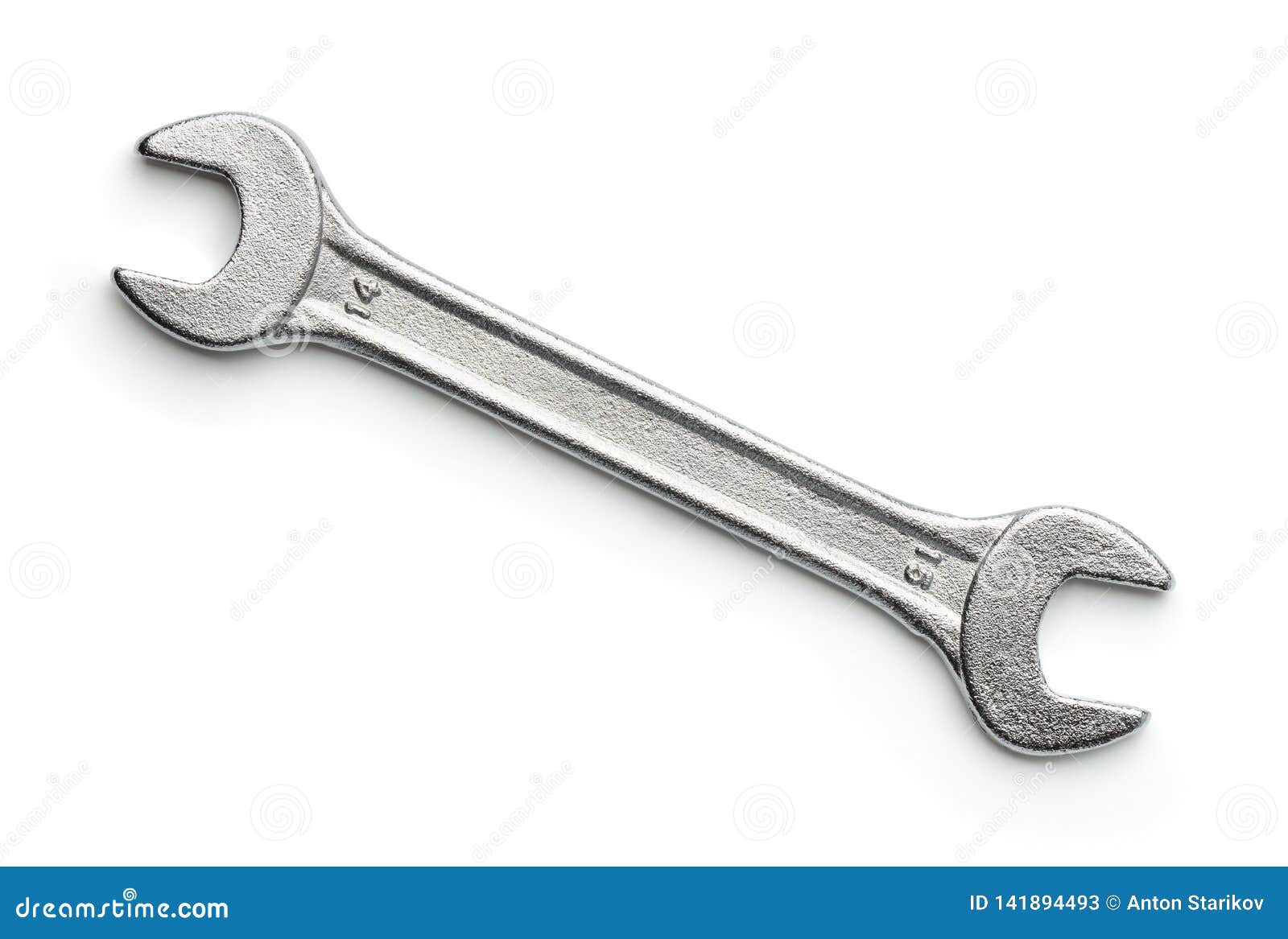 Top View Of A Wrench With A Nut Laid On The Table Stock Image ...