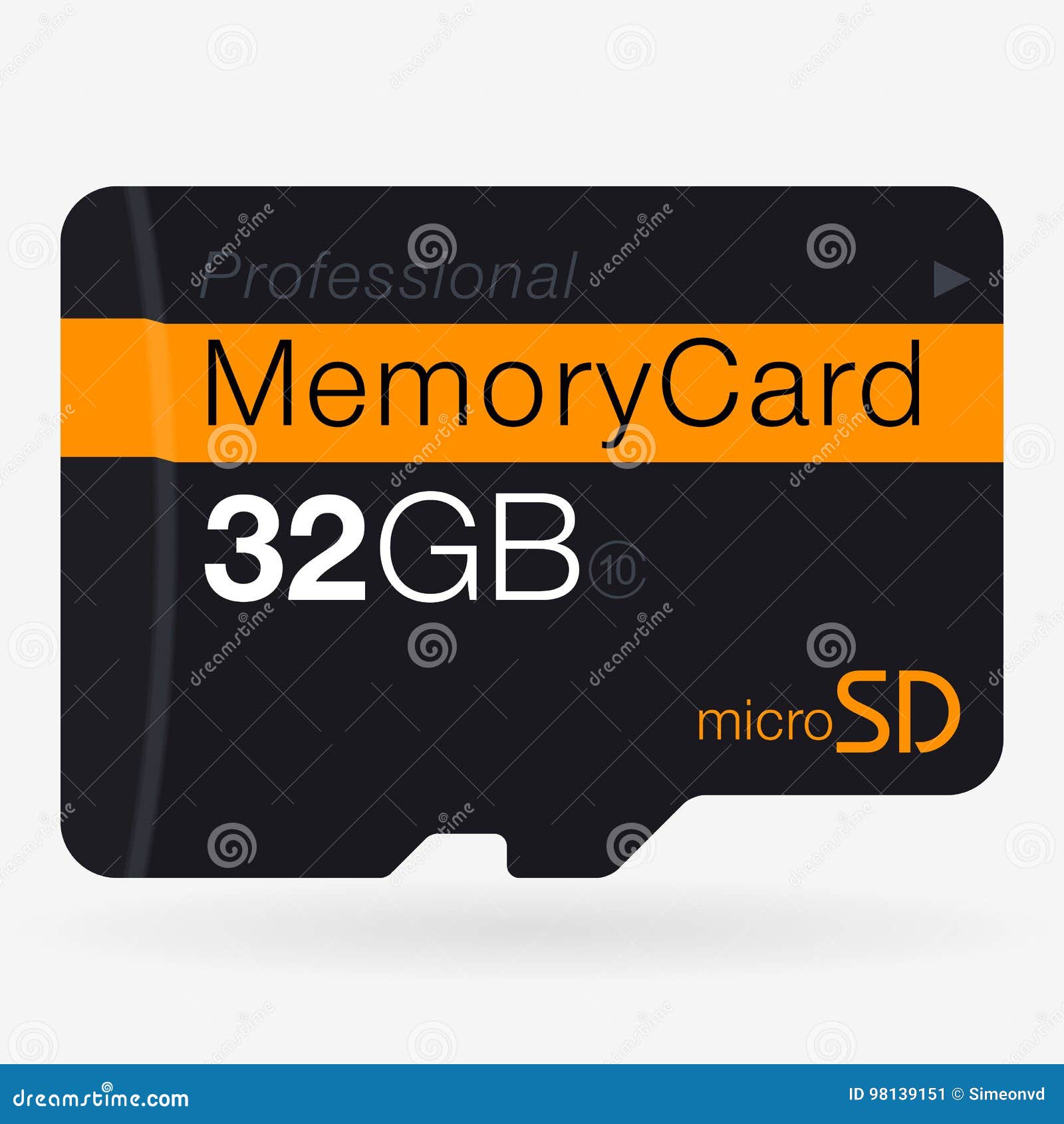 Top View of Micro SD. Memory Card on White Stock Vector - Illustration ...