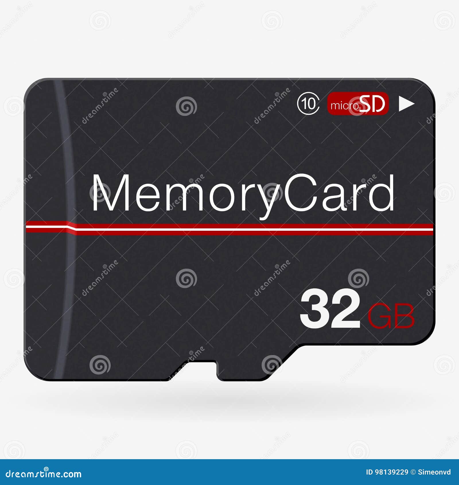 Top View of Micro SD. Memory Card on White Stock Vector - Illustration ...